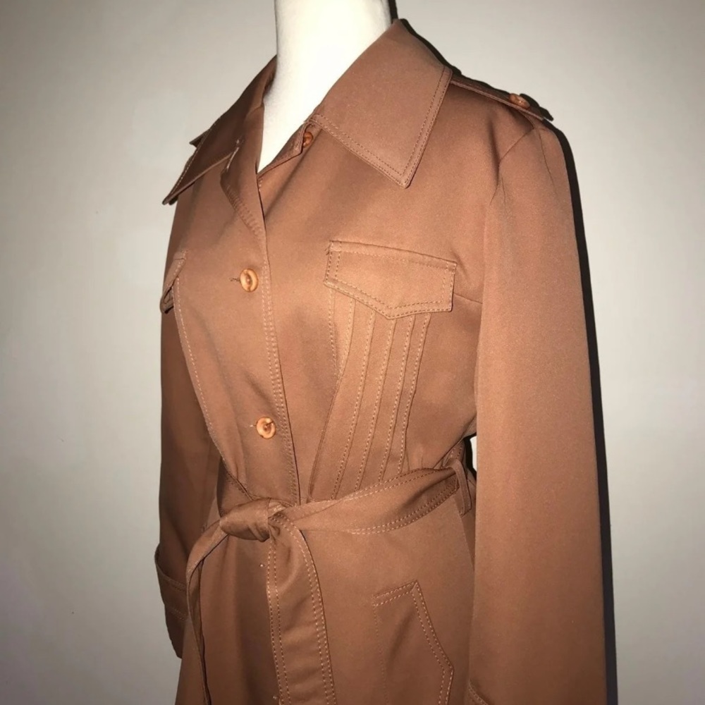 Vintage Copper Military Style Trench Coat With Flared… - Gem